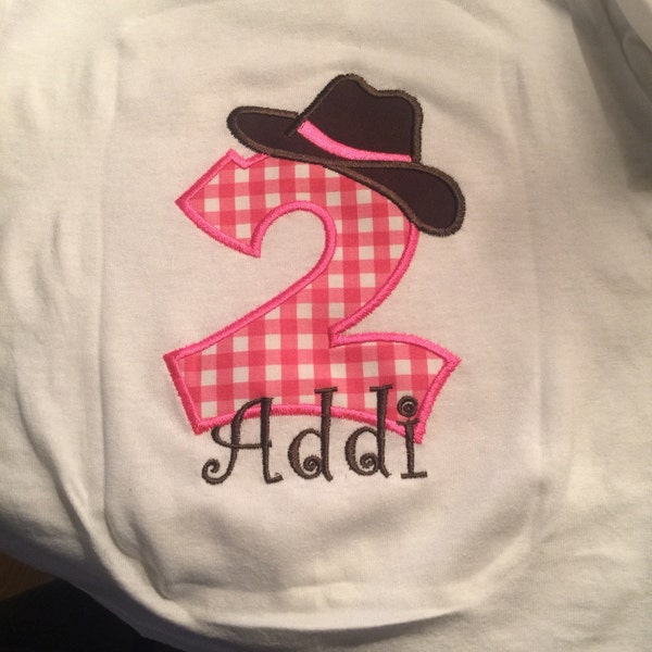 Number Two Cowboy Hat 2nd Birthday Applique Machine Embroidery Design ...