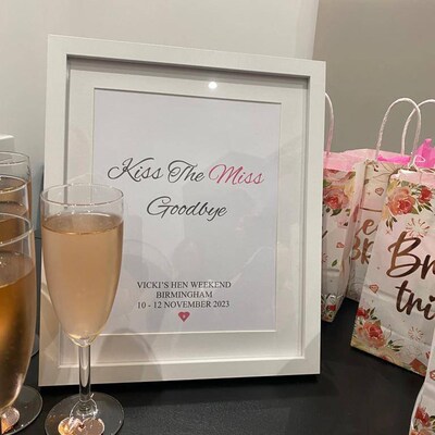 Kiss the Miss Goodbye, Hen Do Keepsake, Hens Night Supplies, Hens Night ...