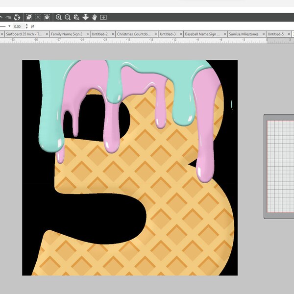 Dripping Waffle Ice Cream Birthday Numbers Clipart Png, Ice Cream ...