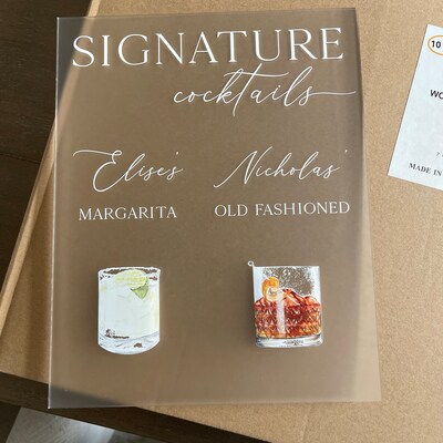 Event Bar Menu, Wedding Bar Menu, Double Layered Menu, Acrylic Menu ...