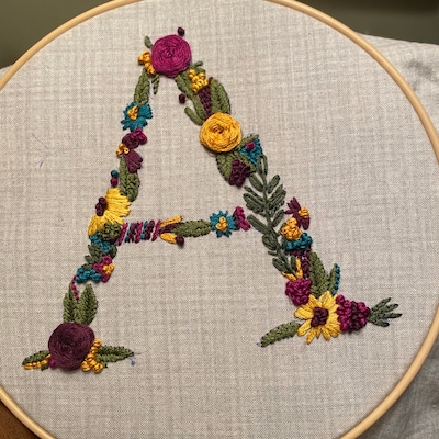 PDF Pattern Letter A Floral Monogram, Embroidery Pattern, Alphabet ...