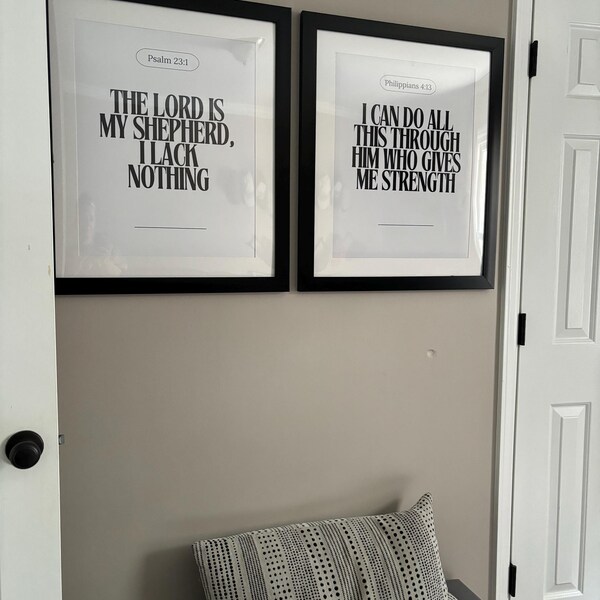 Set of 3 Neutral Christian Wall Art Print Inspirational Bible Verse ...