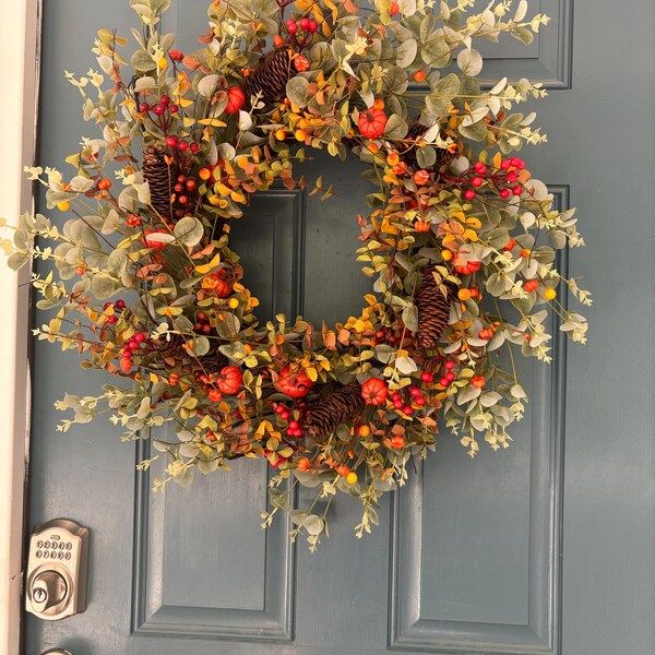 Basket Wreath Welcome and Hello, Front Door Wreath, All Year Round ...