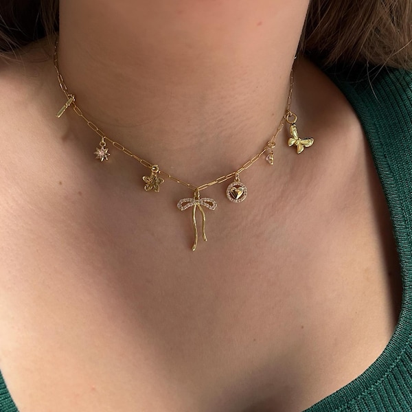Custom Charm Bracelet | Dainty Pendants | Gold Charm Necklace | Create ...