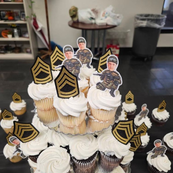 Military Soldier Cupcake Toppers: Custom Face Topper for Army - Etsy