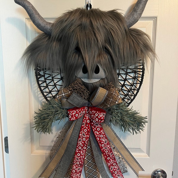 Highland Cow Wreath Attachment, Highland Cow for Your Door, Cow Wall ...