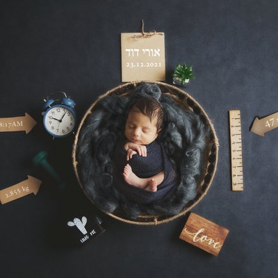 Baby Birth Announcement Digital Backdrop Newborn Photoshop Template ...