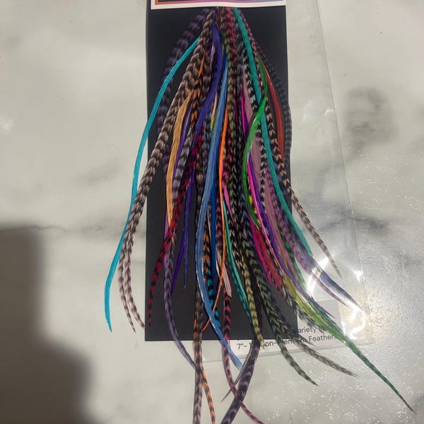 Feather Hair Extension Kit, 6 Real Feathers, Pick Your Length Short to ...