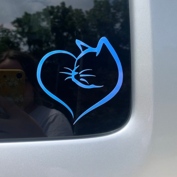Cat Heart Vinyl Decal - Etsy