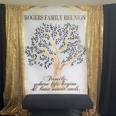Family Reunion Step and Repeat Backdrop, Family Reunion Backdrop, Black ...