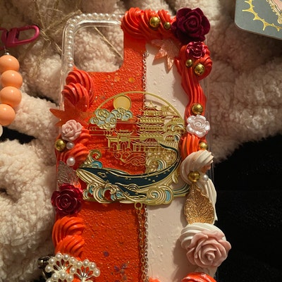 Pink Sakura Decoden Phone Case for All Brand, Cute Phone Case, Icing ...