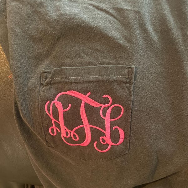 Monogram Comfort Colors Pocket Shirt, Embroidered Comfort Colors Tee ...