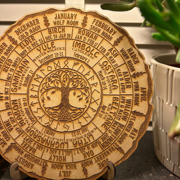 Ogham Tree Calendar Celtic Wheel of the Year - Months, Time, Leaves ...