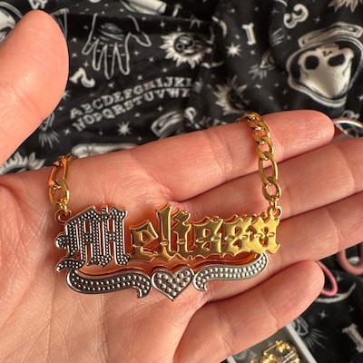 Double Layer Nameplate With Heart Custom Name Necklace 3D - Etsy