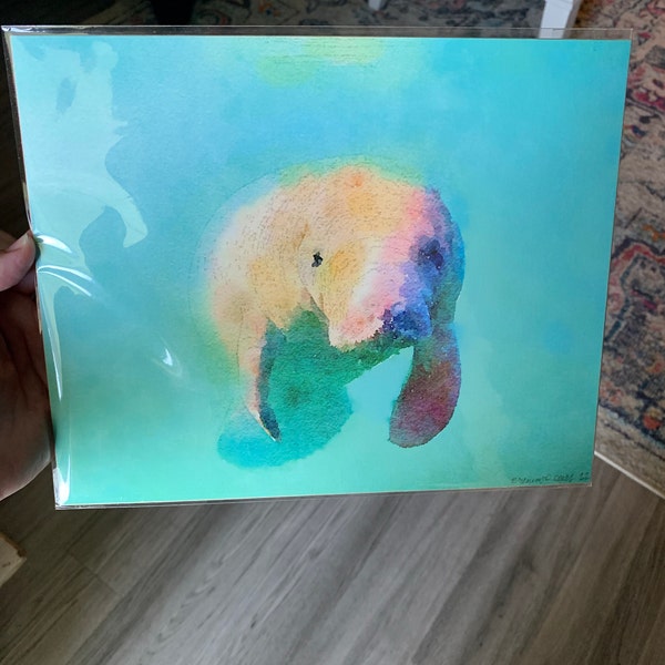 Manatee Acrylic Painted Christmas Ornament, Manatee Ornament, Chritmas ...