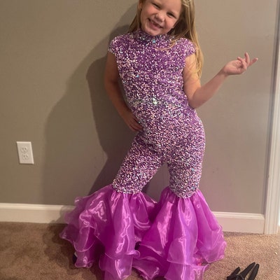 Peach Jumpsuit With Skirt Pageant Runway Outfit Girls Neoprene Jumpsuit ...