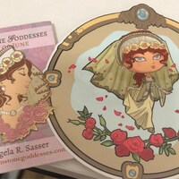 Art Print Lady of June With Roses Bride by the Well Goddess Sun Wheel ...