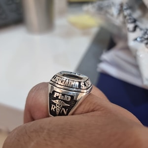 University Graduation Ring, Class Band College Ring, Personalized ...