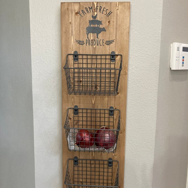Fresh Produce Storage Wall Hang, Wooden Decor - Etsy