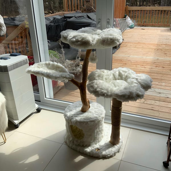 Wooden Cat Tree Tower, Wood Floral Cat Trees, Modern Cat Tree, Cat ...