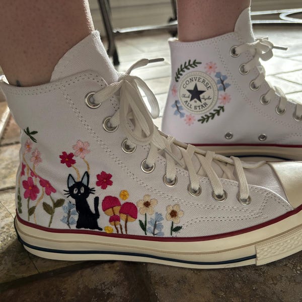 Cat Ji.ji Embroidered Converse, Custom Anime Character Embroidered ...