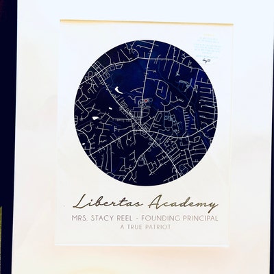 Personalized School Map, Teacher Gifts, Watercolor Print, Custom Map ...