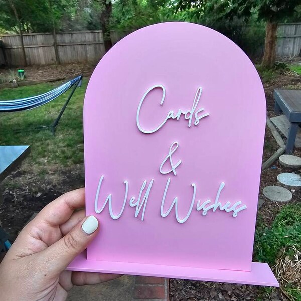 Cards & Well Wishes Sign | Wishing Well Sign | Acrylic Arch Sign ...