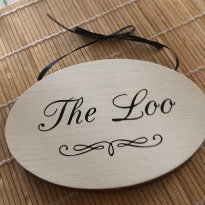 The Loo Plaque, Home Office Decor Wood Sign, French Country Washroom ...