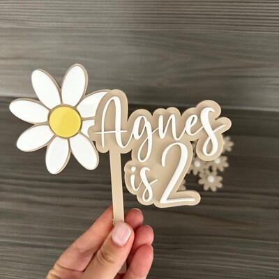 Daisy Cake Topper One 1st Birthday Boho Style Birthday Calligraphy ...