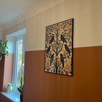 Crow Art, Crows in Floral Tree, Decorative Floral Pattern, Vintage ...