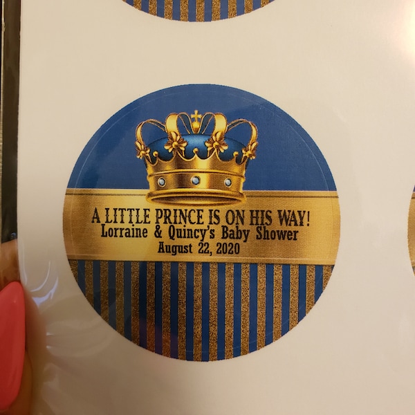Royal Prince Baby Shower Stickers, Little Prince Baby Shower Party ...