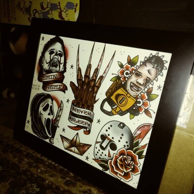 Horror Tattoo Flash Art Print - Etsy