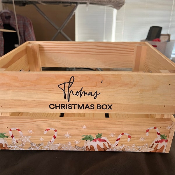 Personalised Christmas Box, Custom Christmas Crate, Wooden Family ...
