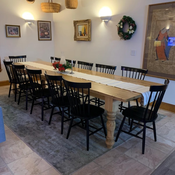 Large Farmhouse Table, Long Farmhouse Table, Kitchen Table, Rustic ...