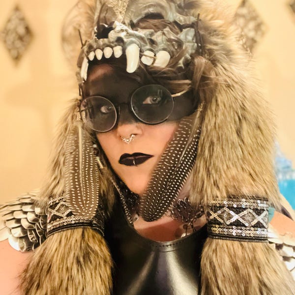 Tribal Ivory Wolf Mask Headdress - Etsy
