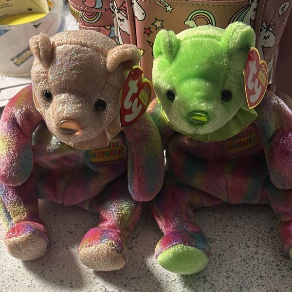 Beanie Baby Peace, Beanie Baby Bear Colorful, Gift for Bear Lovers, Tye ...