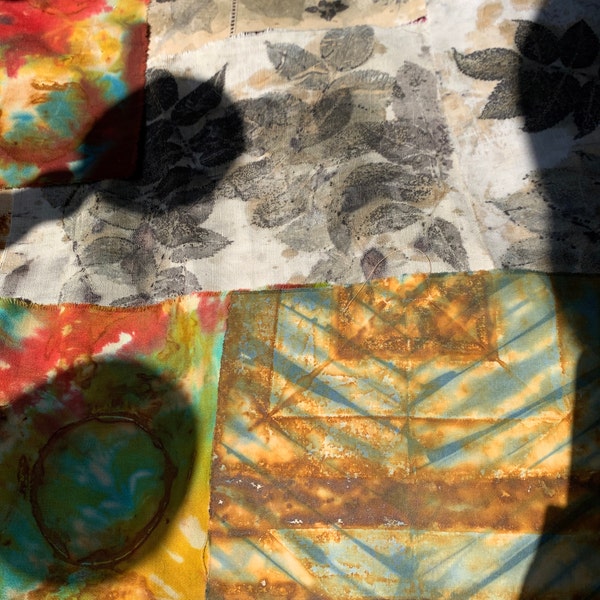 21 X 20 Cm Eco Dyeing Ecodyed Rust Print Rusty Files Textile Art ...