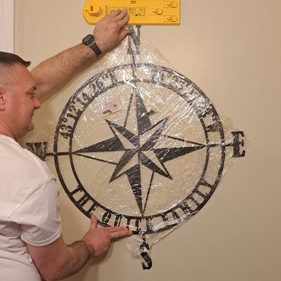 Custom Metal Compass Coordinates Sign , Mountain Metal Sign , Nautical ...