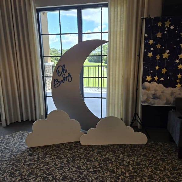 6ft Over the Moon and Clouds Template Backdrop Decorations With Stand ...