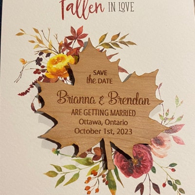 Fall Save the Date Magnet With Cards Wedding Maple Leaf - Etsy