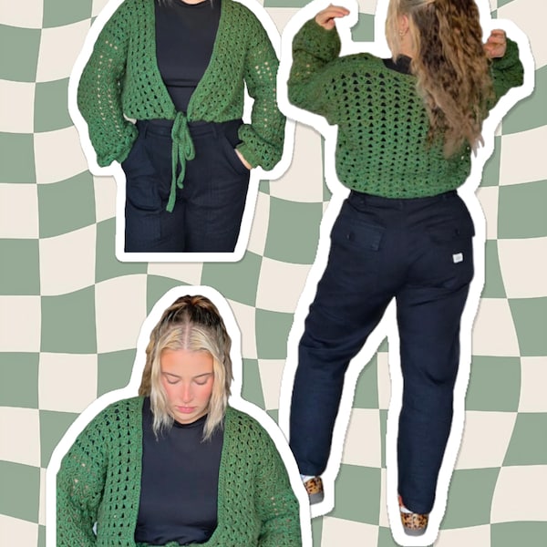 The Matcha - Iris Stitch Crochet Cardigan Pattern - Etsy