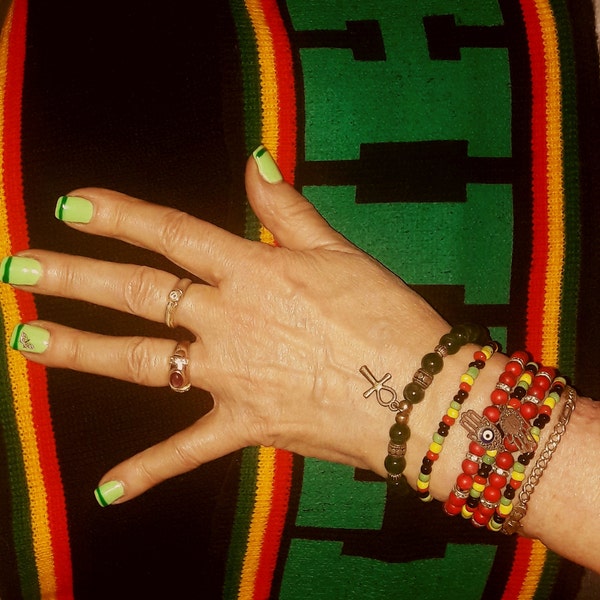 Ankh Cross Bracelet,jade 8mm Beads Bracelet,key of Nile,breath of Life ...