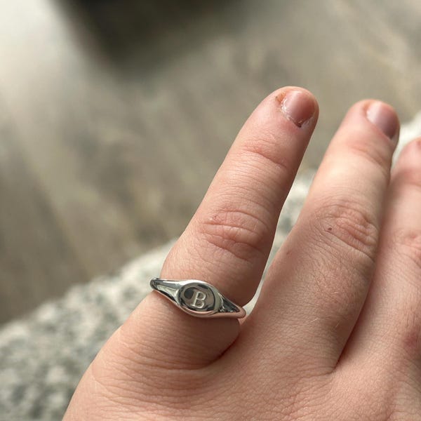 Engraved Oval Signet Ring by Gracepersonalized - Custom Initial and ...
