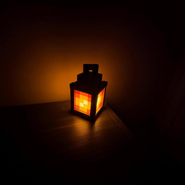Pixelated Night Light Lantern - Night Lamp Birthday Gift - Kids Bedroom ...