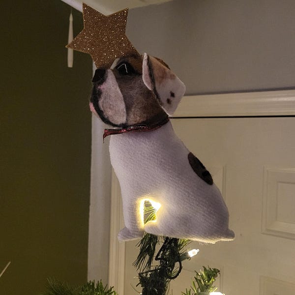 Pug Dog Christmas Tree Topper // Dog Tree Topper // Pug Holiday Decor ...