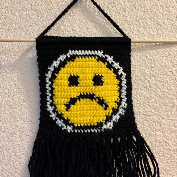 Sad Face Tapestry Crochet Pattern / Wall Hanging / Instant Download ...