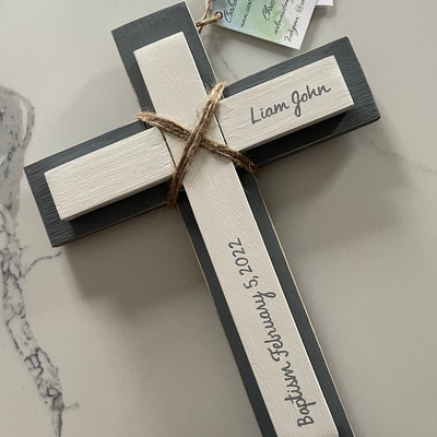 Custom Wood Wall Cross, Personalized Cross, Baptism Cross, First ...