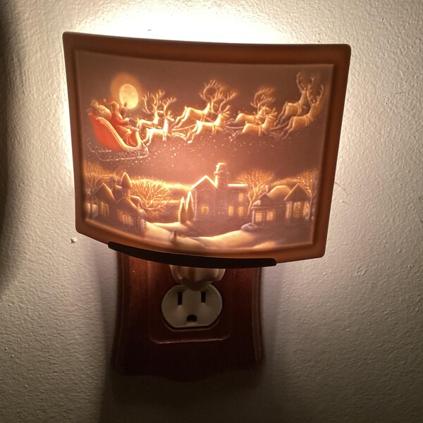 Forest Lithophane Lamp Porcelain Accent Lamp woodland Sunbeams Nature ...