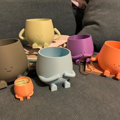 Green Plant Pot Face Happy Cute Plant Pot Decoration Indoor Planter Pot ...