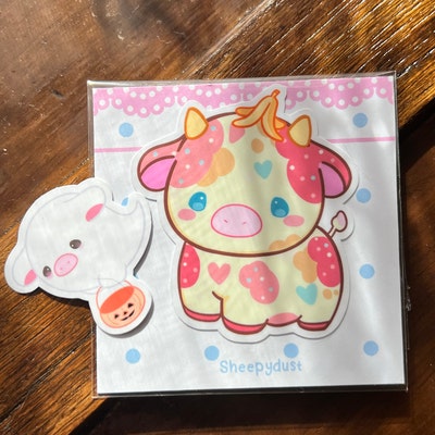 Ice Cream Cow Sticker Set, Kawaii Flavor Cow Vinyl Stickers ...